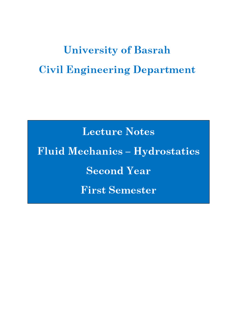 Fluid Mechanics - Lecture - Section 1&2 | PDF | Pressure Measurement ...