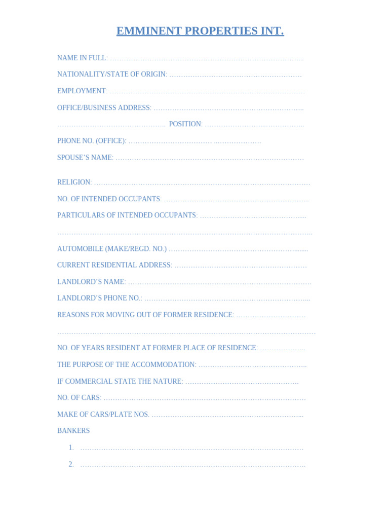 PROSPECTIVE TENANT FORM | PDF