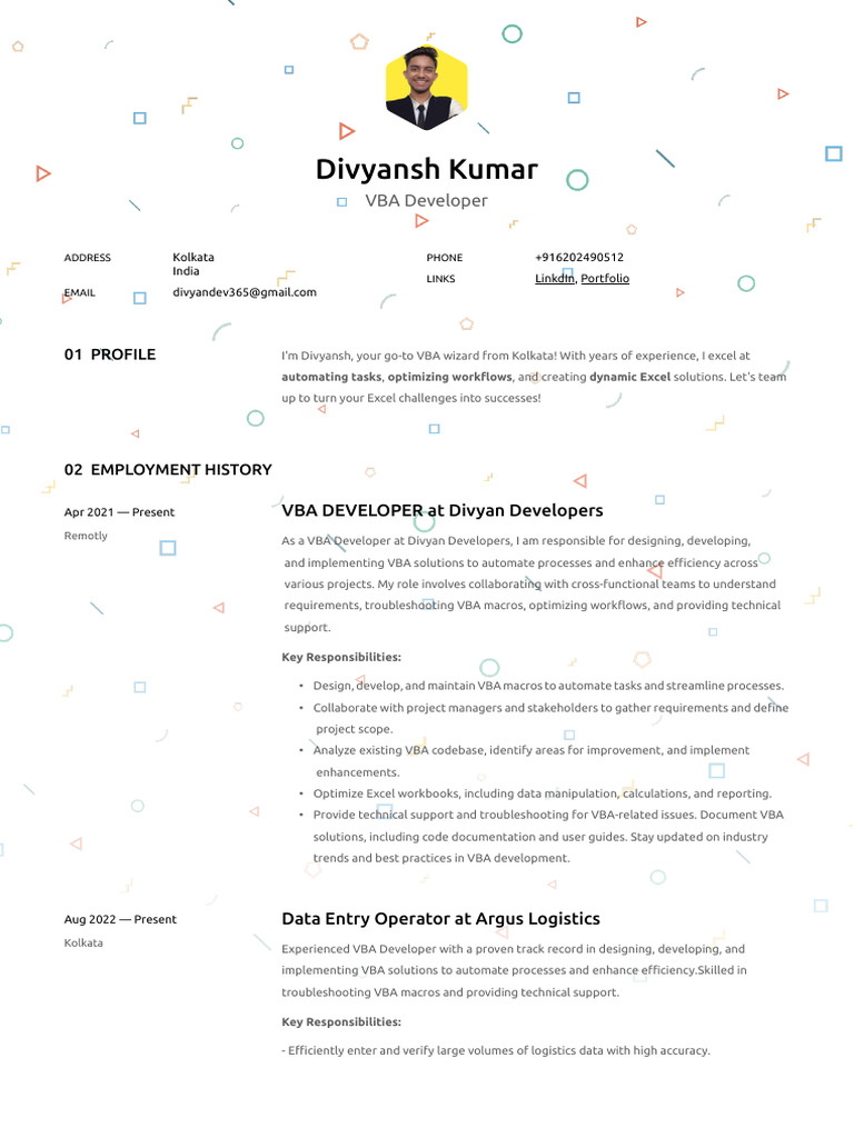 Divyansh Kumar VBA Developer | PDF