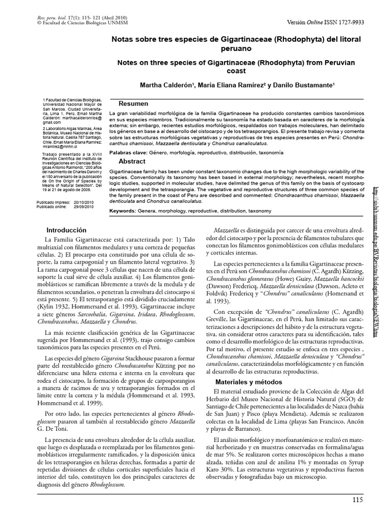 Calderon Et Al. 2010. Notas Sobre Tres Especies de Gigartinaceae ...