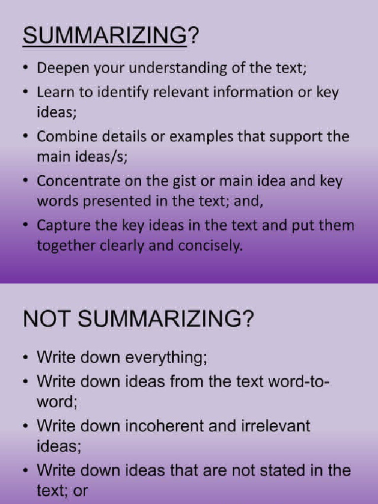 Basic of Summarizing | PDF