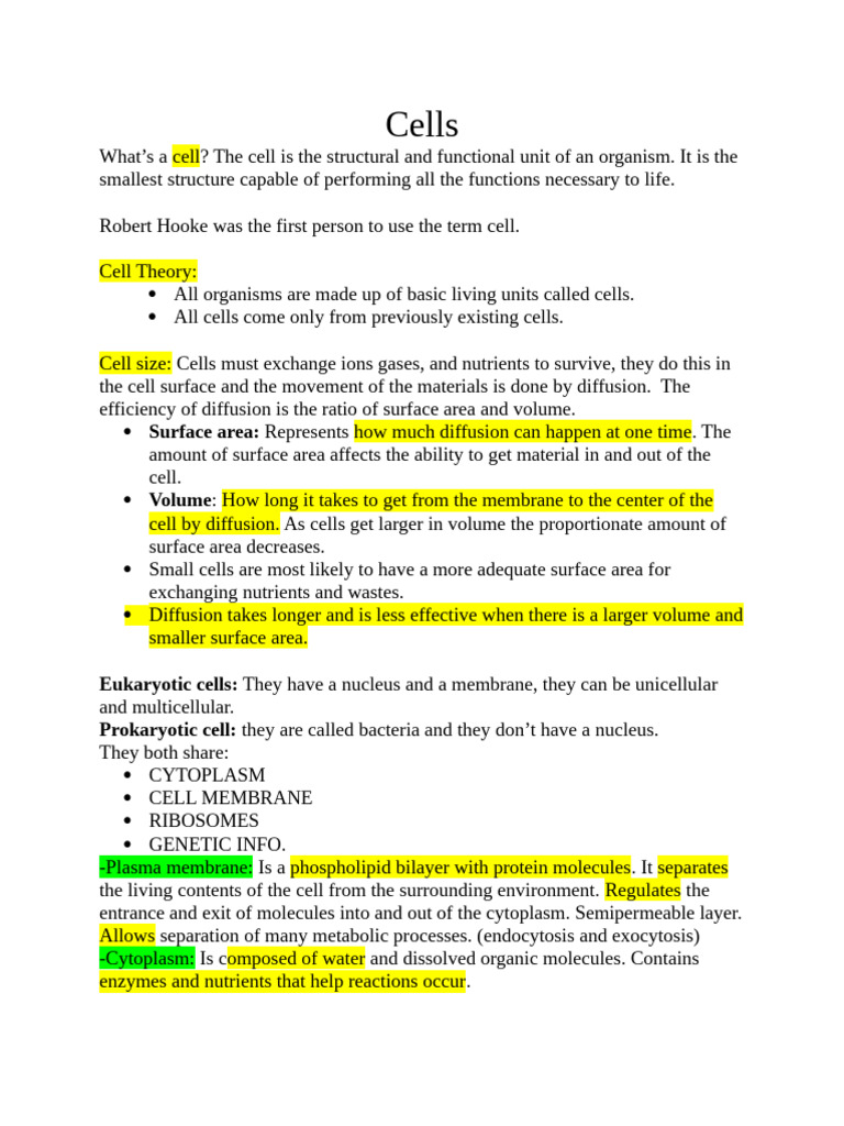 Cells Unit 3 | PDF | Cell (Biology) | Science & Mathematics