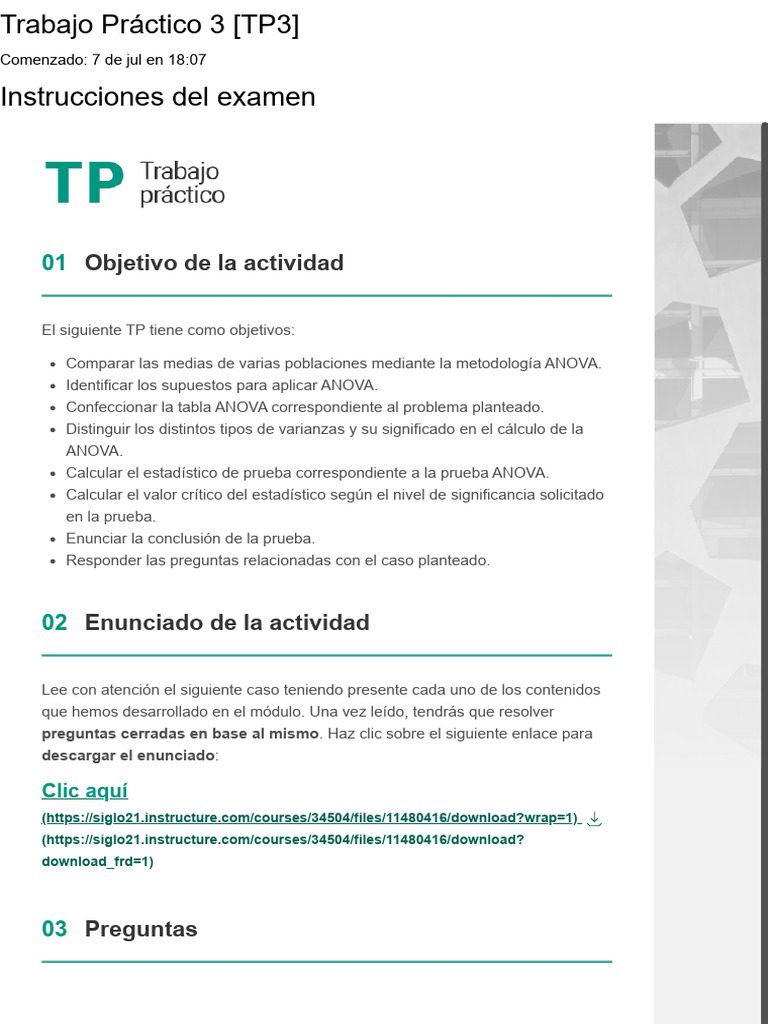 Examen - Trabajo Práctico 3 (TP3) | PDF | Prueba de ji cuadrado ...