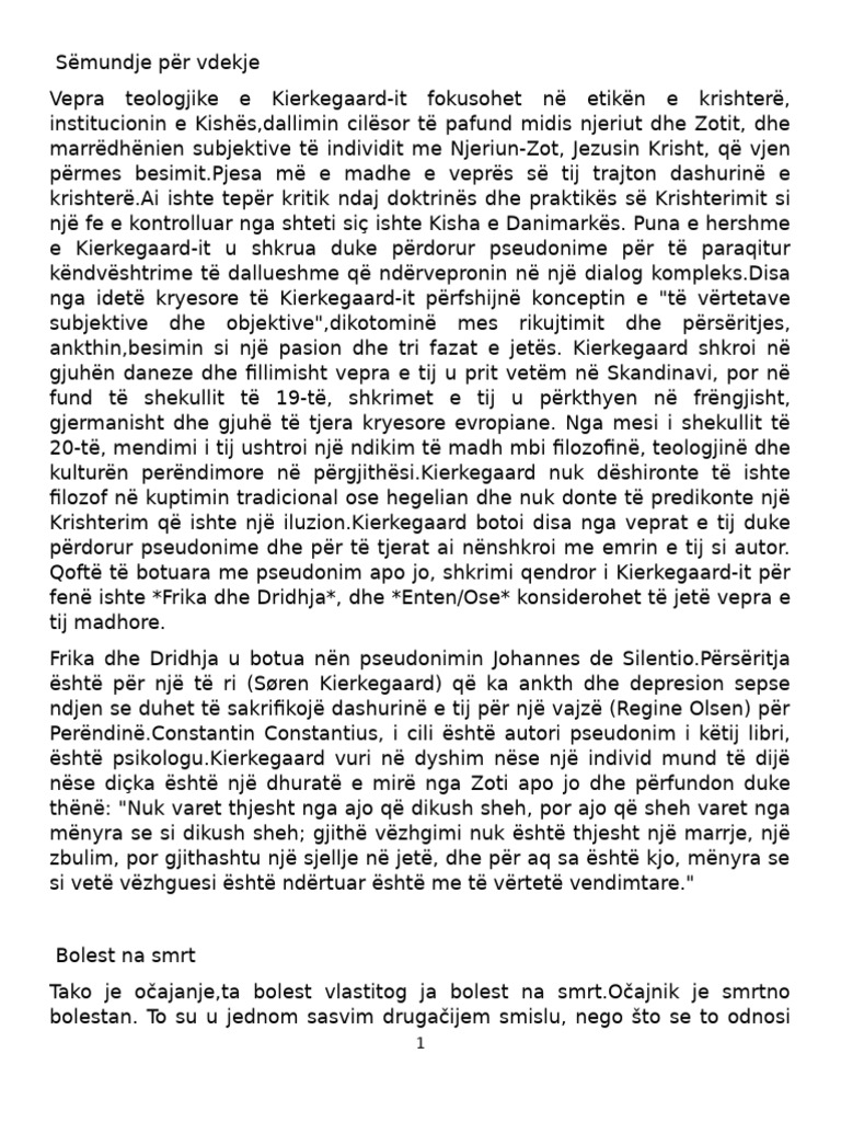 Sëmundje Deri Në Vdekje | PDF