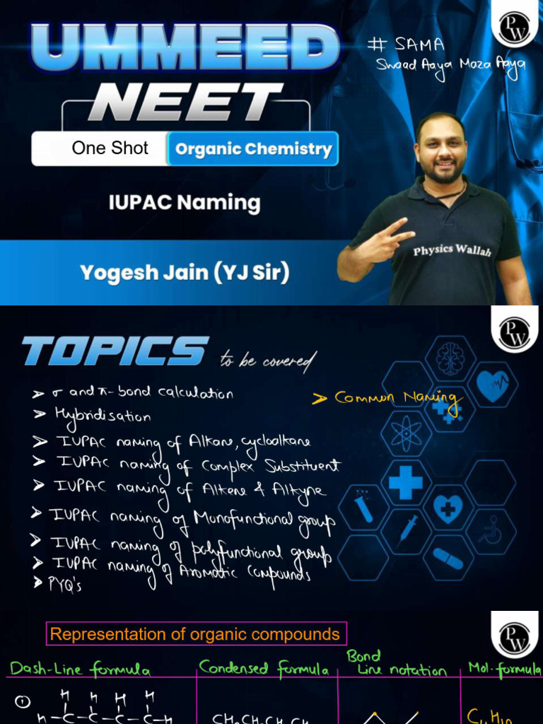 IUPAC Naming - Class Notes - Ummeed NEET 2024 | PDF