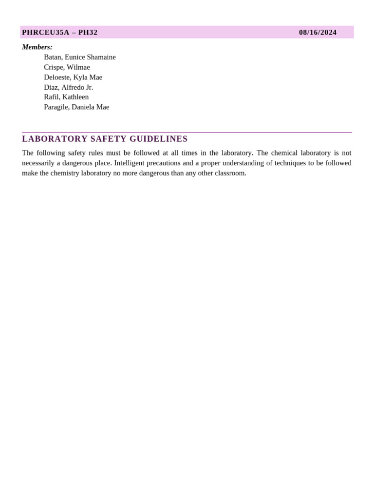 Laboratory Safety Guidelines | PDF