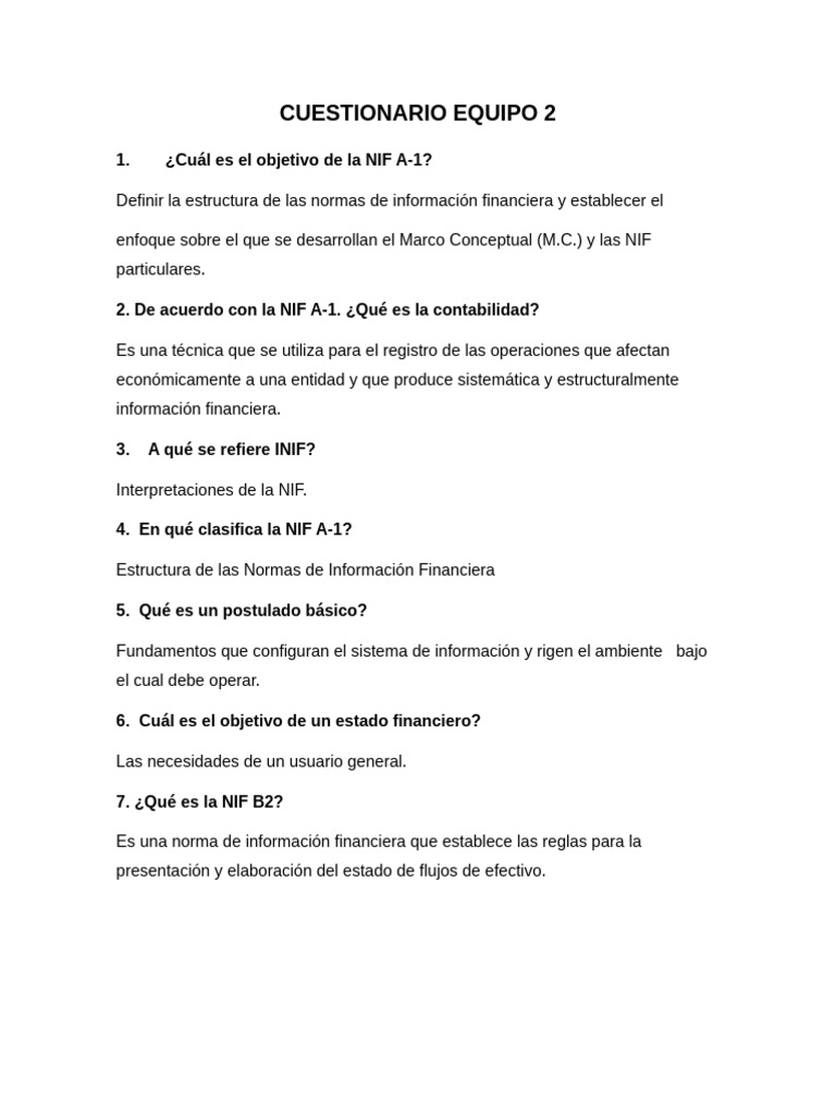 CUESTIONARIO EQUIPO 2. | PDF