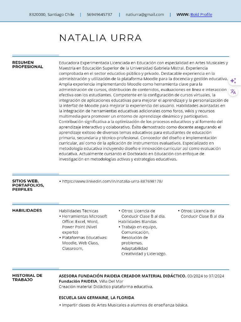 CV Natalia Urra | PDF