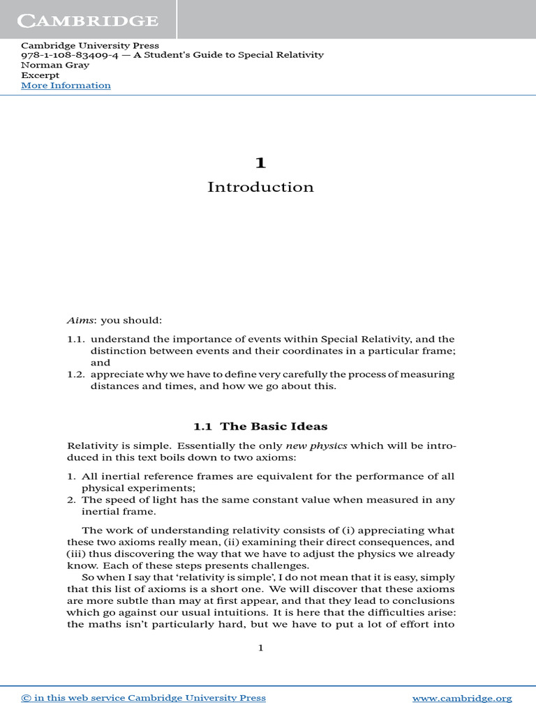A Student's Guide to Special Relativity | PDF