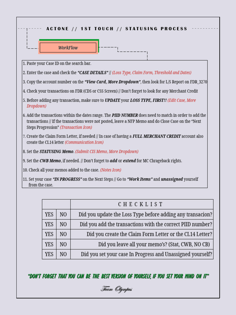 Statusing Workflow and Check List | PDF