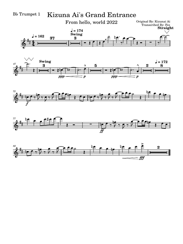 Kizuna Ai's Grand Entrance Transcribed-Bb - Trumpet - 1 | PDF
