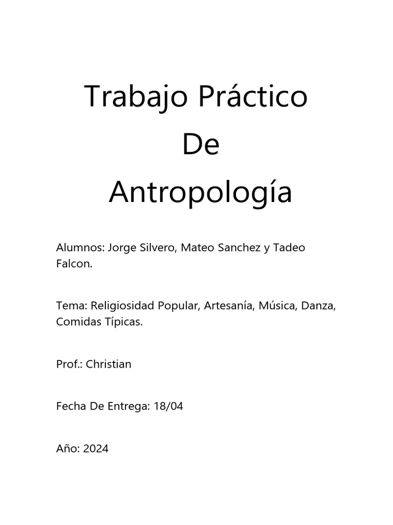 Trabajo Práctico Antro | PDF