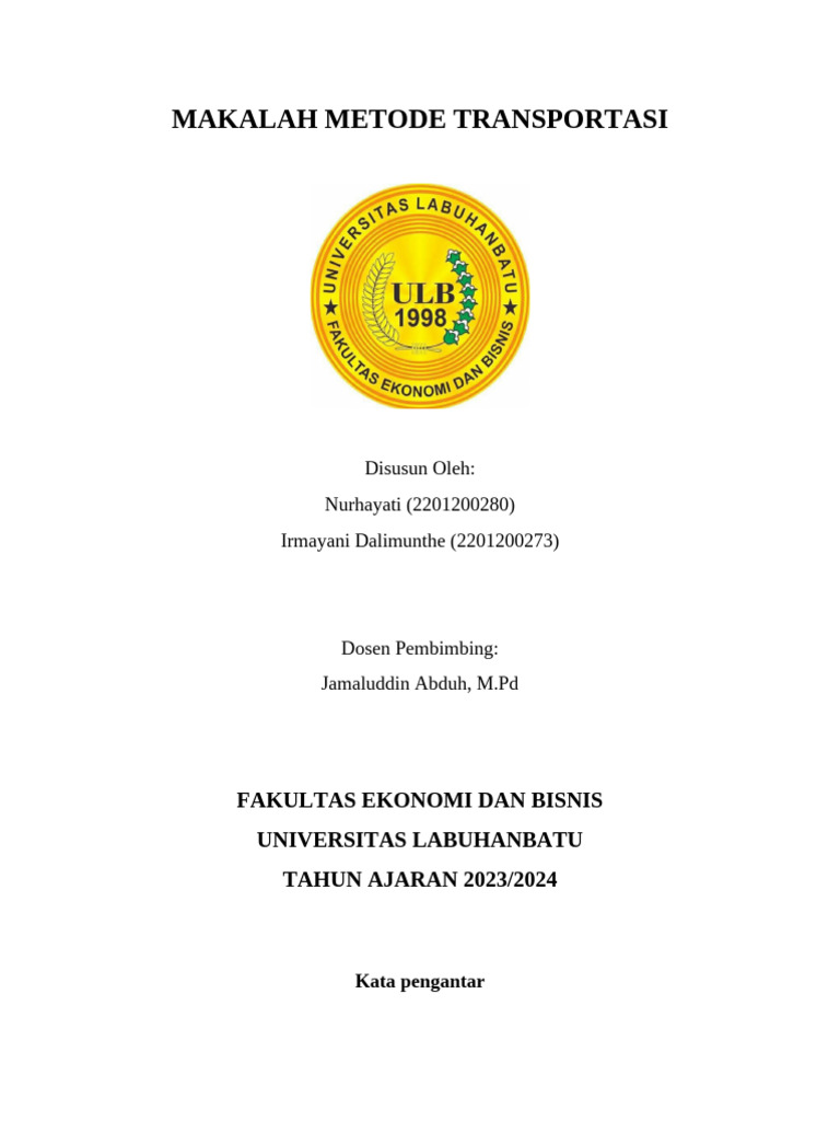 Metode Transportasi | PDF