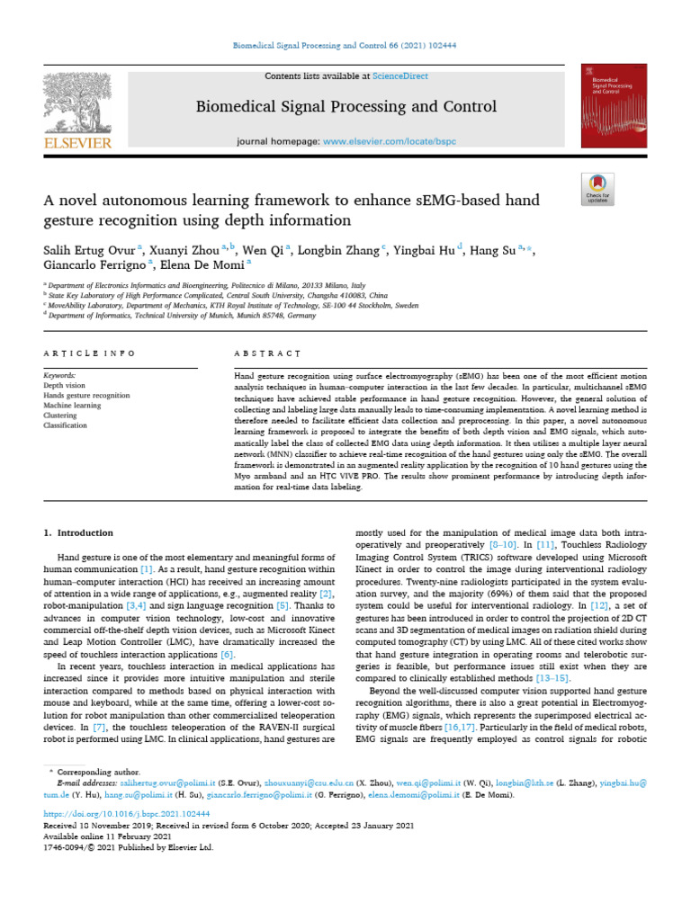 Learning Framework To Enhance Emg Based Hand | PDF