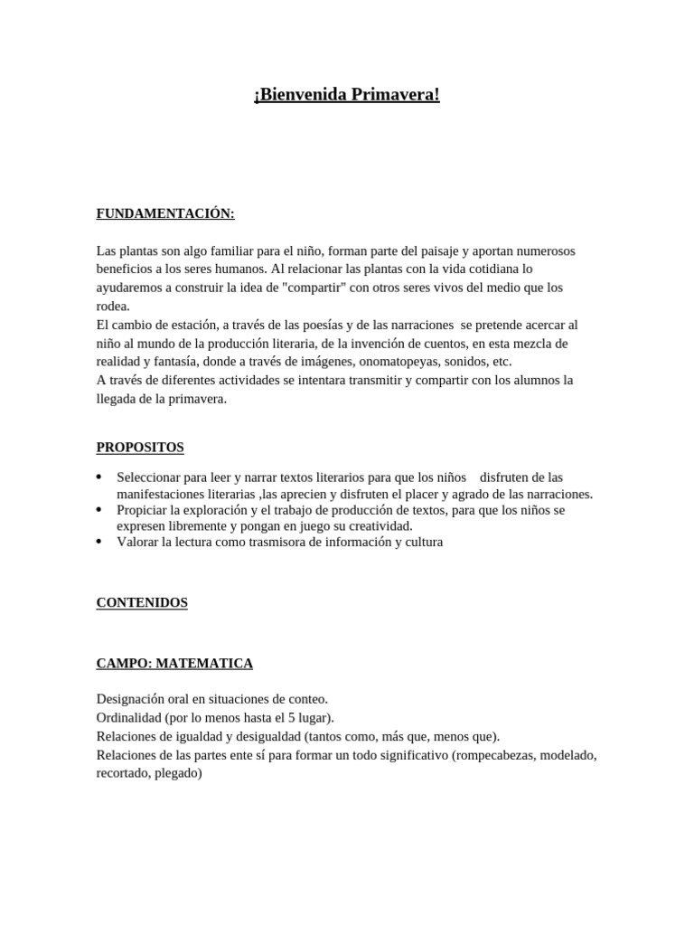 Bienvenida Primavera | PDF