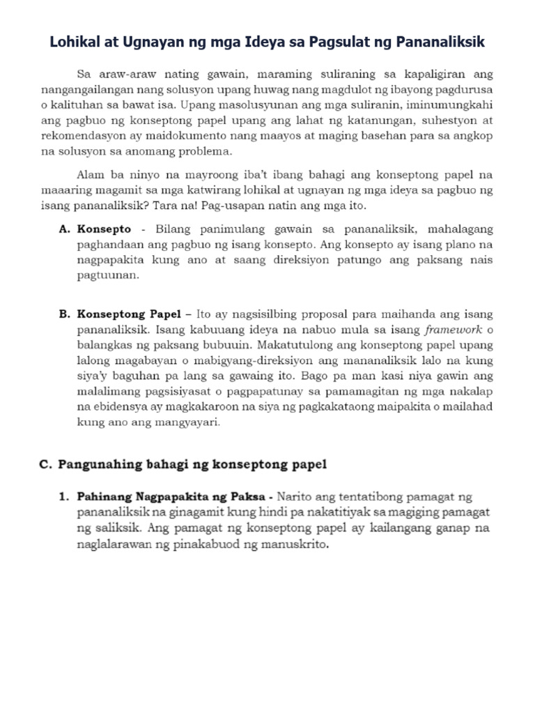 Lohikal at Ugnayan NG Mga Ideya Learning Activity | PDF