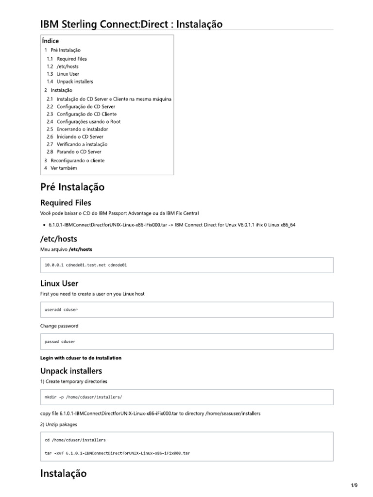Instalacao ConnectDirect | PDF