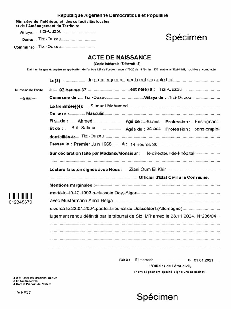 Acte de Naissance | PDF