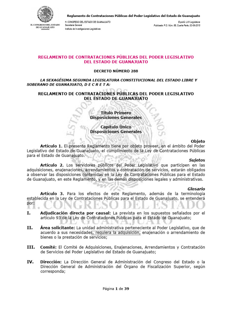 Reglamento de Contrataciones P Blicas Del Poder Legislativo | PDF