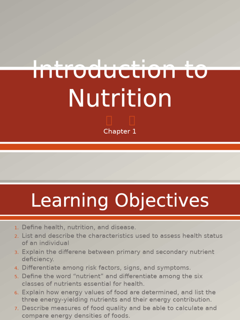 CH 1 Slide - Introduction To Nutrition | PDF