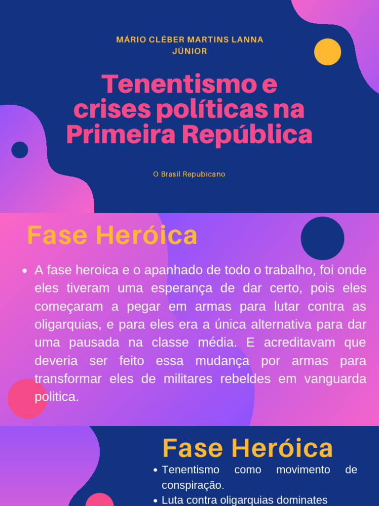 Tenentismo e Crises Políticas Na Primeira República | PDF | Militar | Conflitos