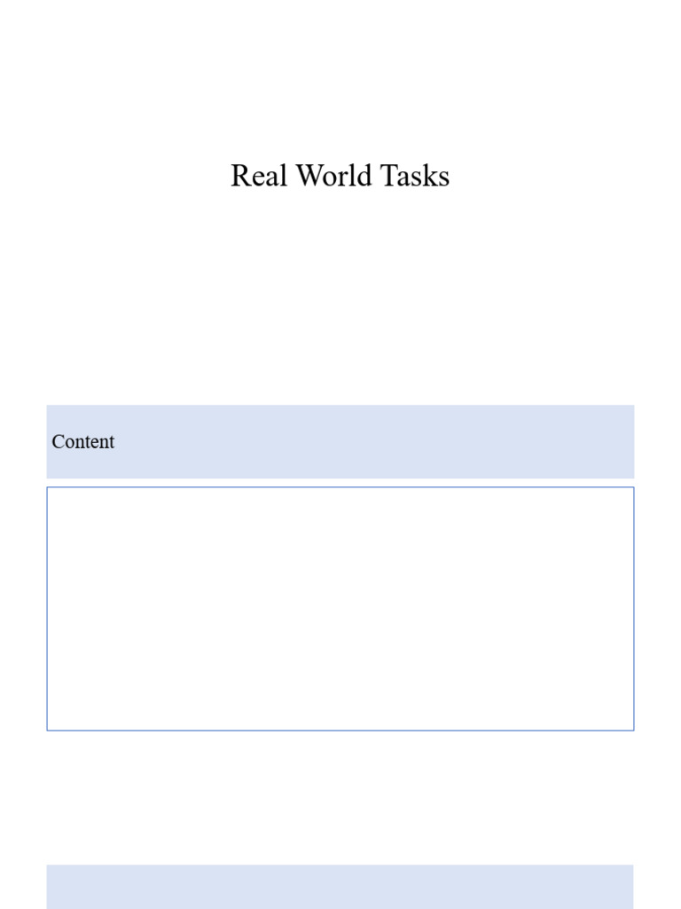 Real World Tasks Pdf