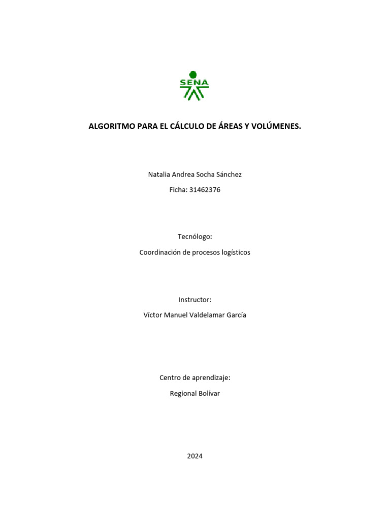 Algoritmo para El C Lculo de Reas y Vol Menes GA1-240201528-AA4-EV01 | PDF
