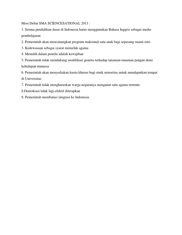 Mosi Debat SMA | PDF