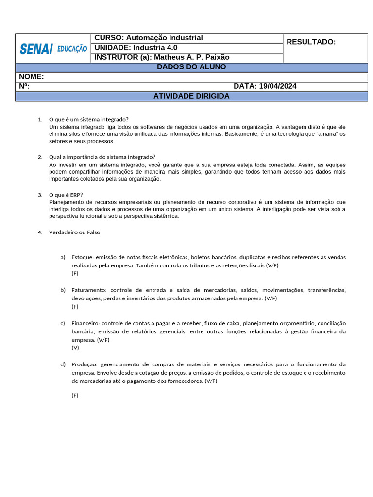 Atividade Dirigida 2 | PDF