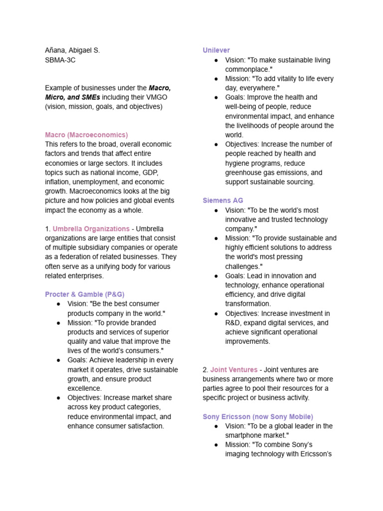 Macro, Micro, and Smes: Unilever | PDF