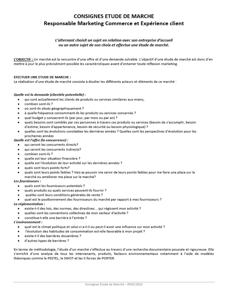Consigne Etude Marche | PDF