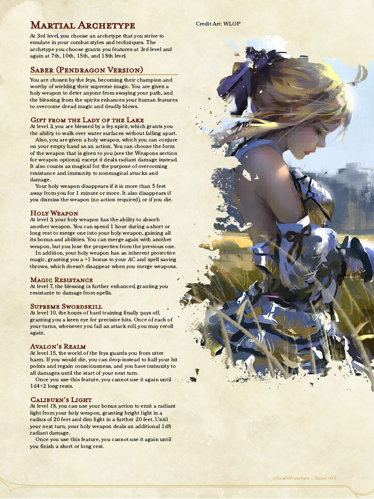 Fighter - Saber Subclass - v0.1 | PDF | History