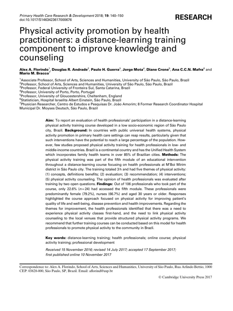 Physical activity promotion by health | PDF