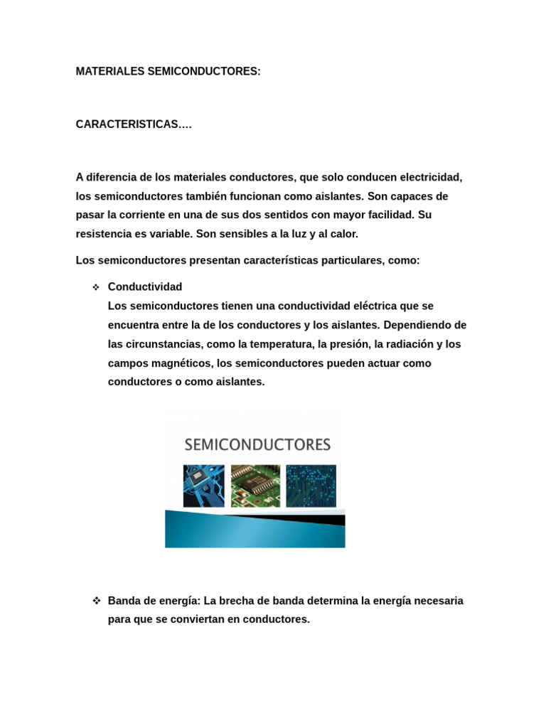 Caracteristicas Materiales Semiconductores | PDF