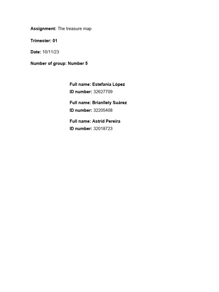 Assignment - The treasure map | PDF