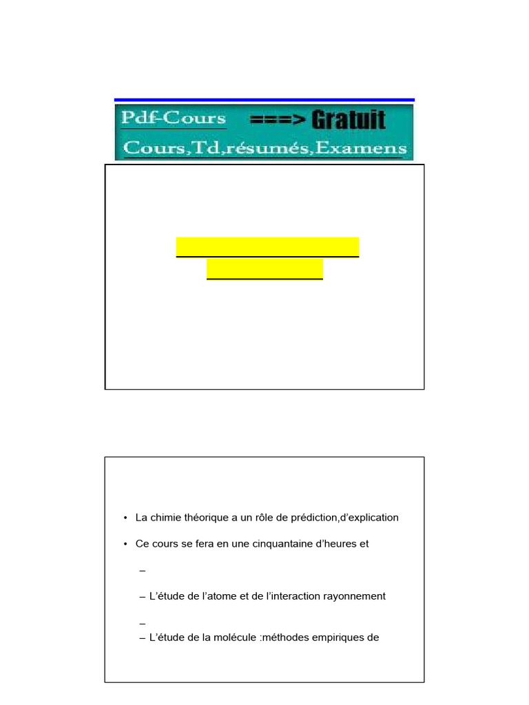 1 Cours de Chimie Theorique | PDF