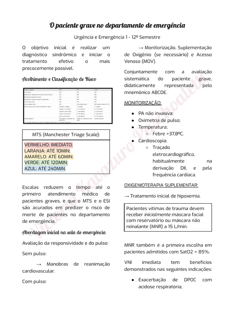 O paciente grave no departamento de emergência | PDF