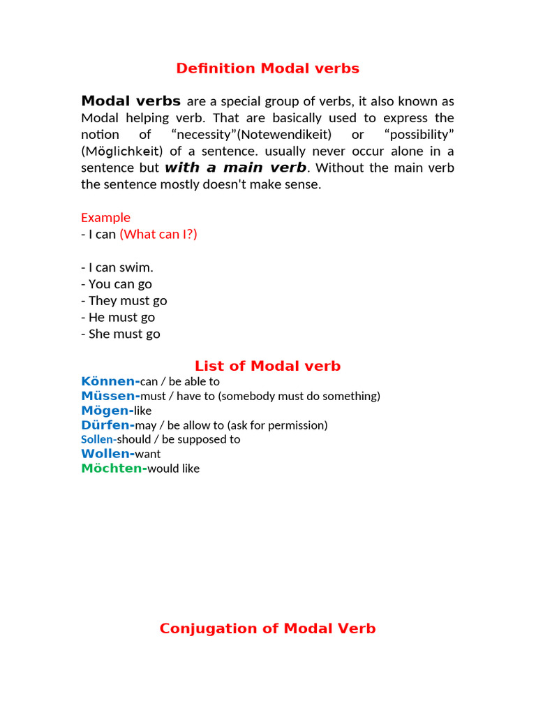 Definition Modal Verbs | PDF