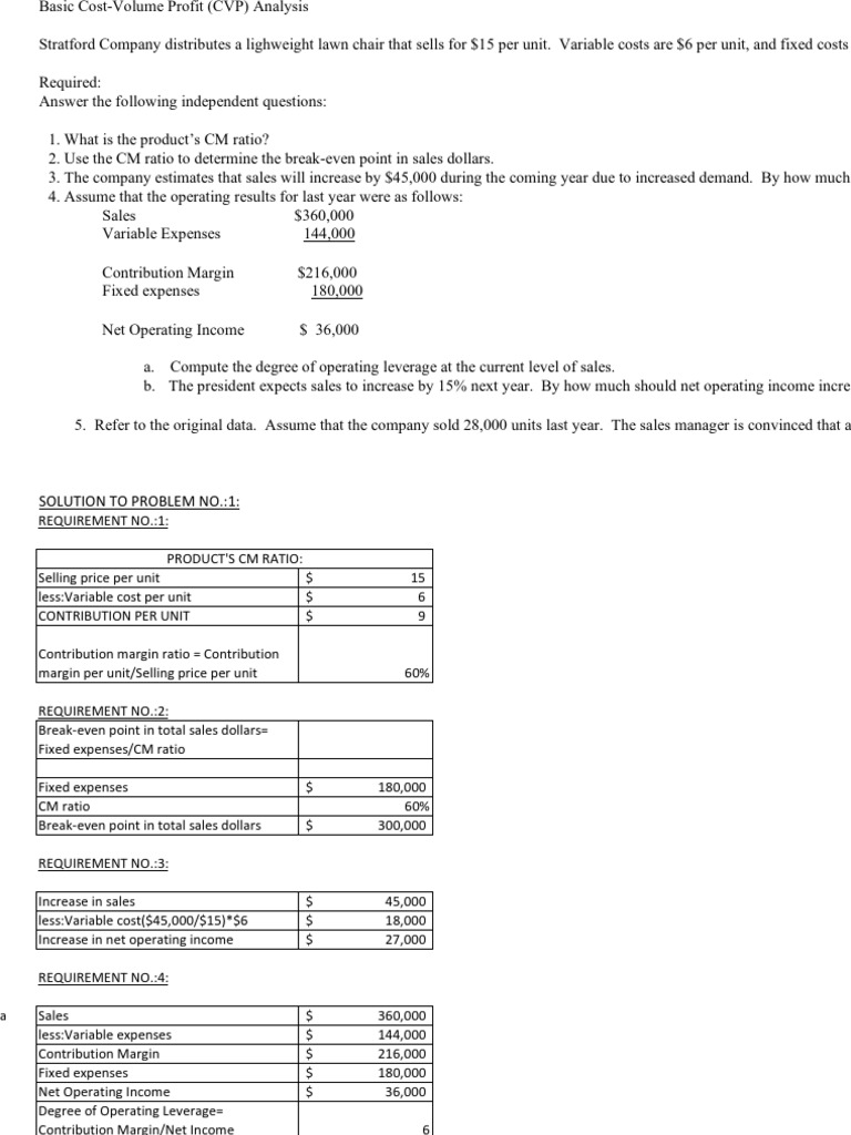 12 CVP Analysis Sample | PDF | Microeconomics | Marketing