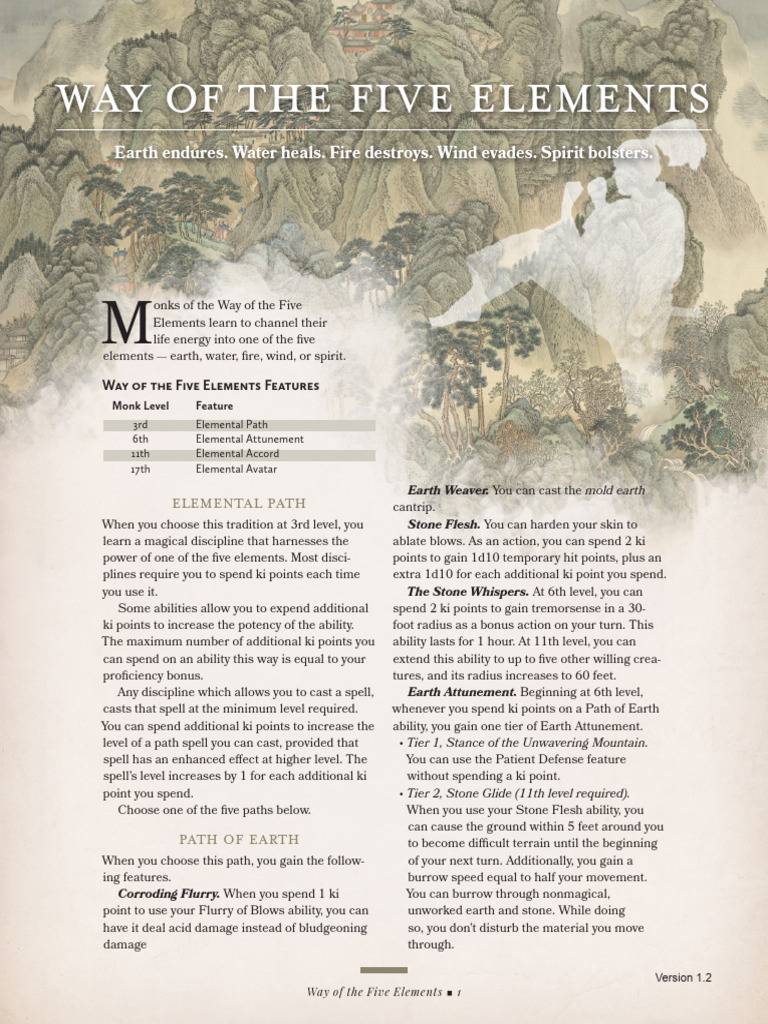 DFC - Monk Path Way of The Five Elements 1.2 | PDF