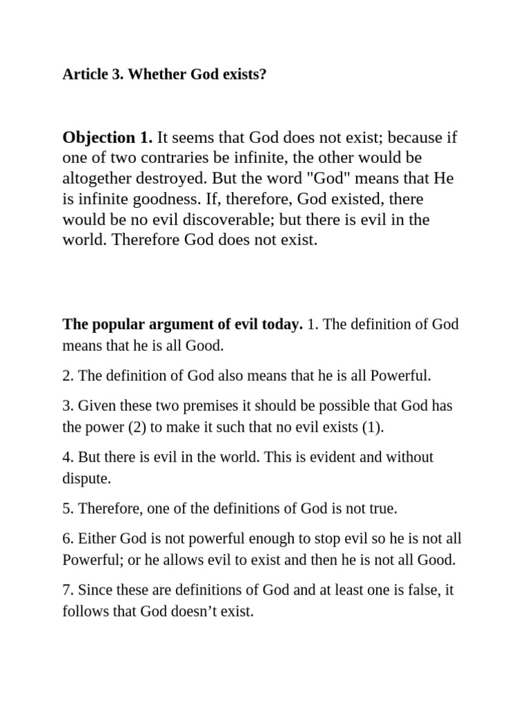 Evil Exists Argument | PDF