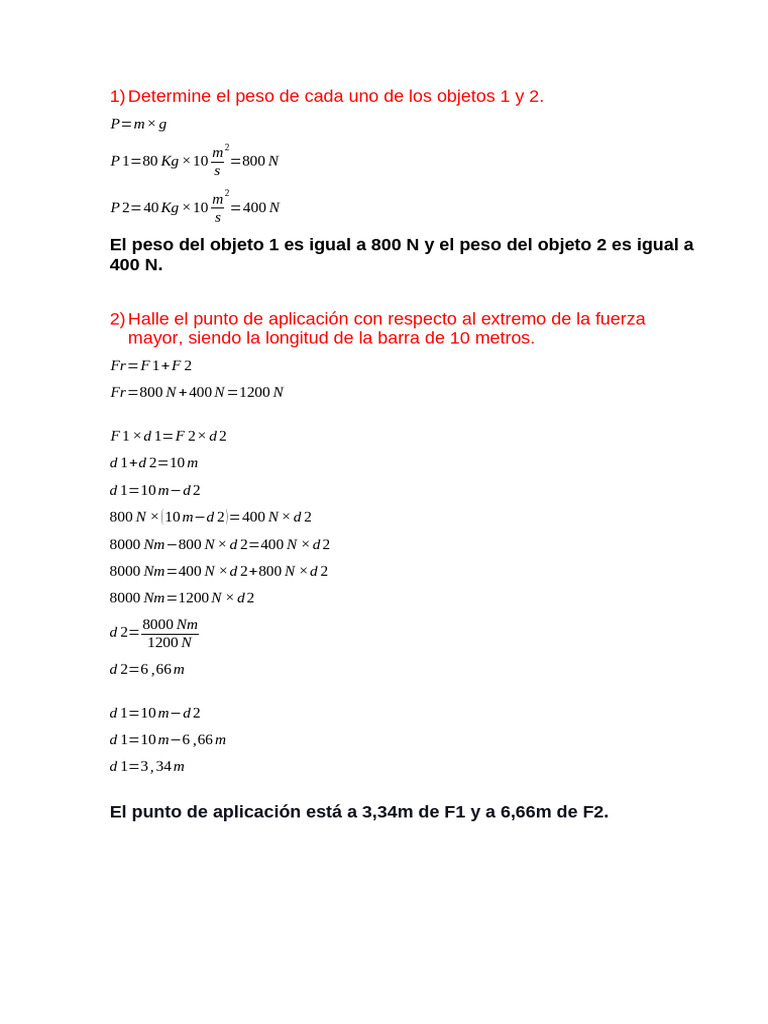 Determine el peso de cada uno de los objetos 1 y 2 | PDF