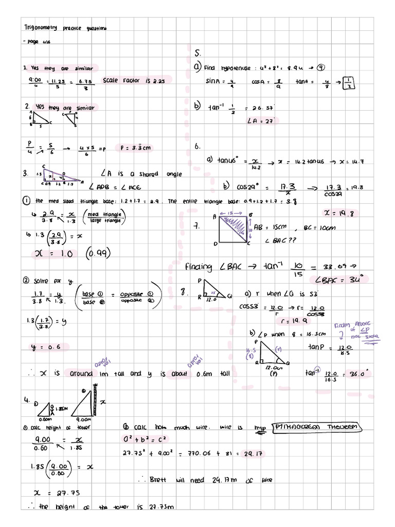 Trig Practice Questions | PDF