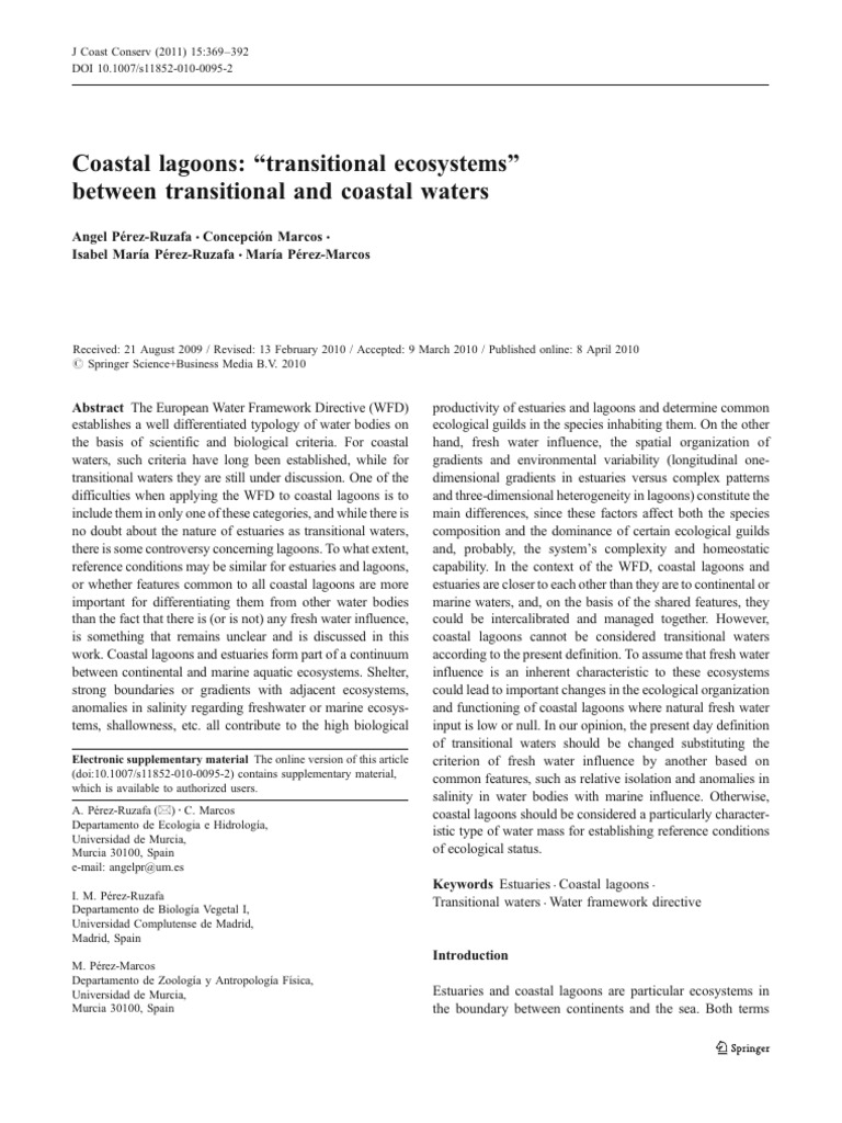 Pérez-Ruzafa, 2011 - Coastal Lagoons - Transitional Ecosystems Between ...