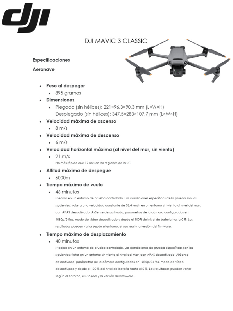 Ficha T. Dji Mavic 3 Classic | PDF