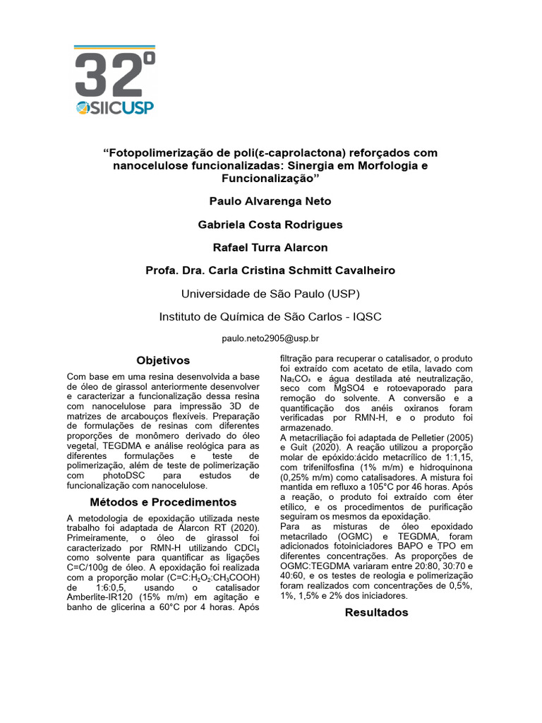 Resumo SIICUSP (PT) 2024 | PDF