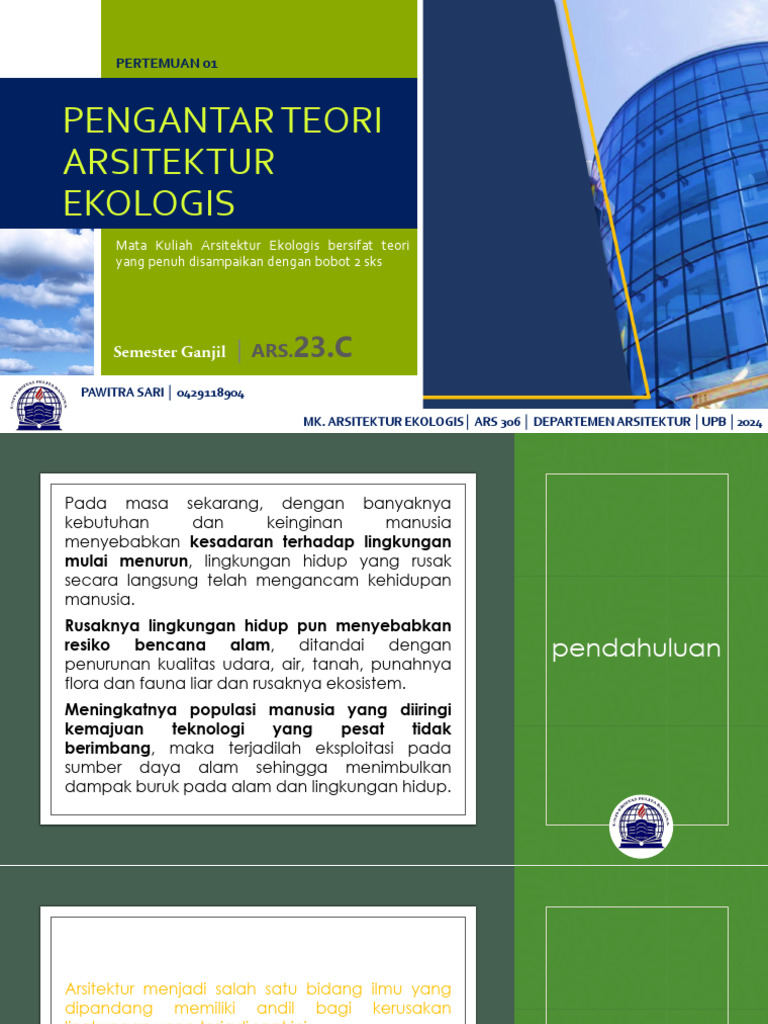 Pengantar Teori Arsitektur Ekologi | PDF