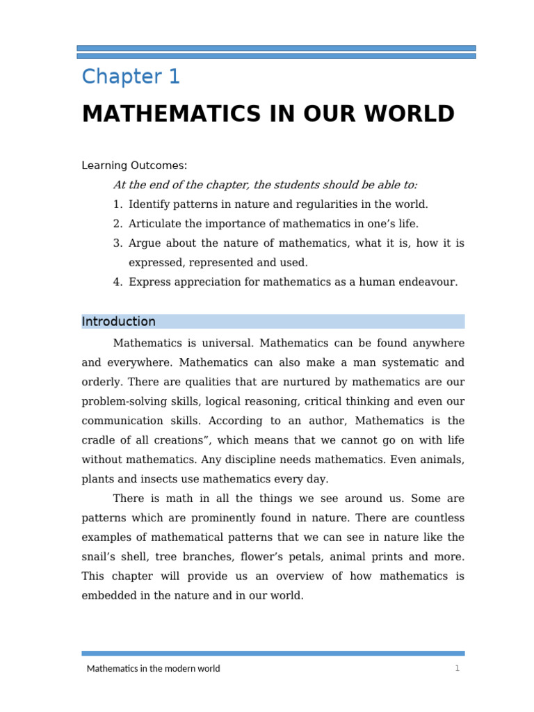 Module 1. Mathematics in Our World 1 | PDF