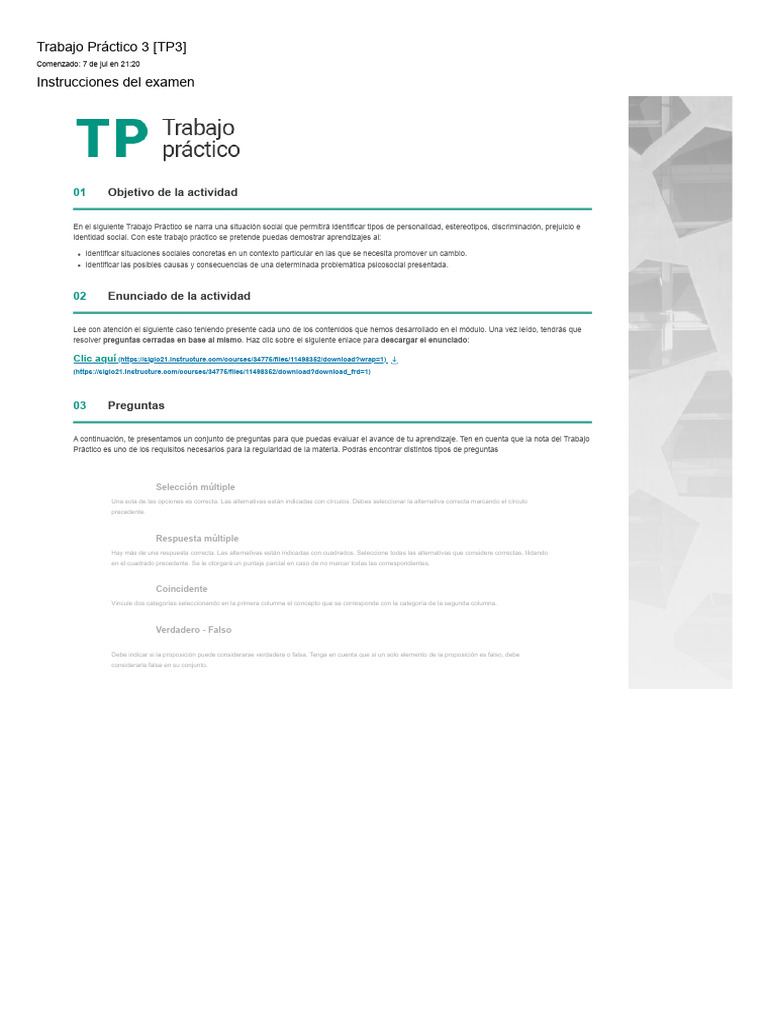 Trabajo Práctico 3 (TP3) - Psicologia Social MIO | PDF