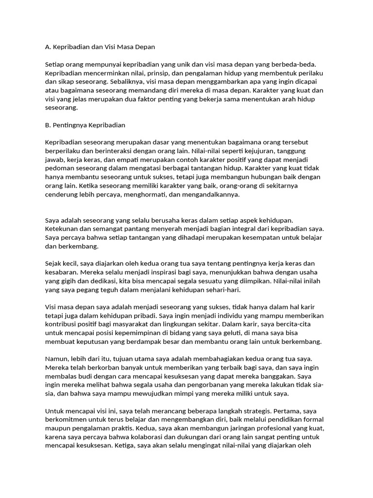 Karakter Dan Visi Masa Depan | PDF